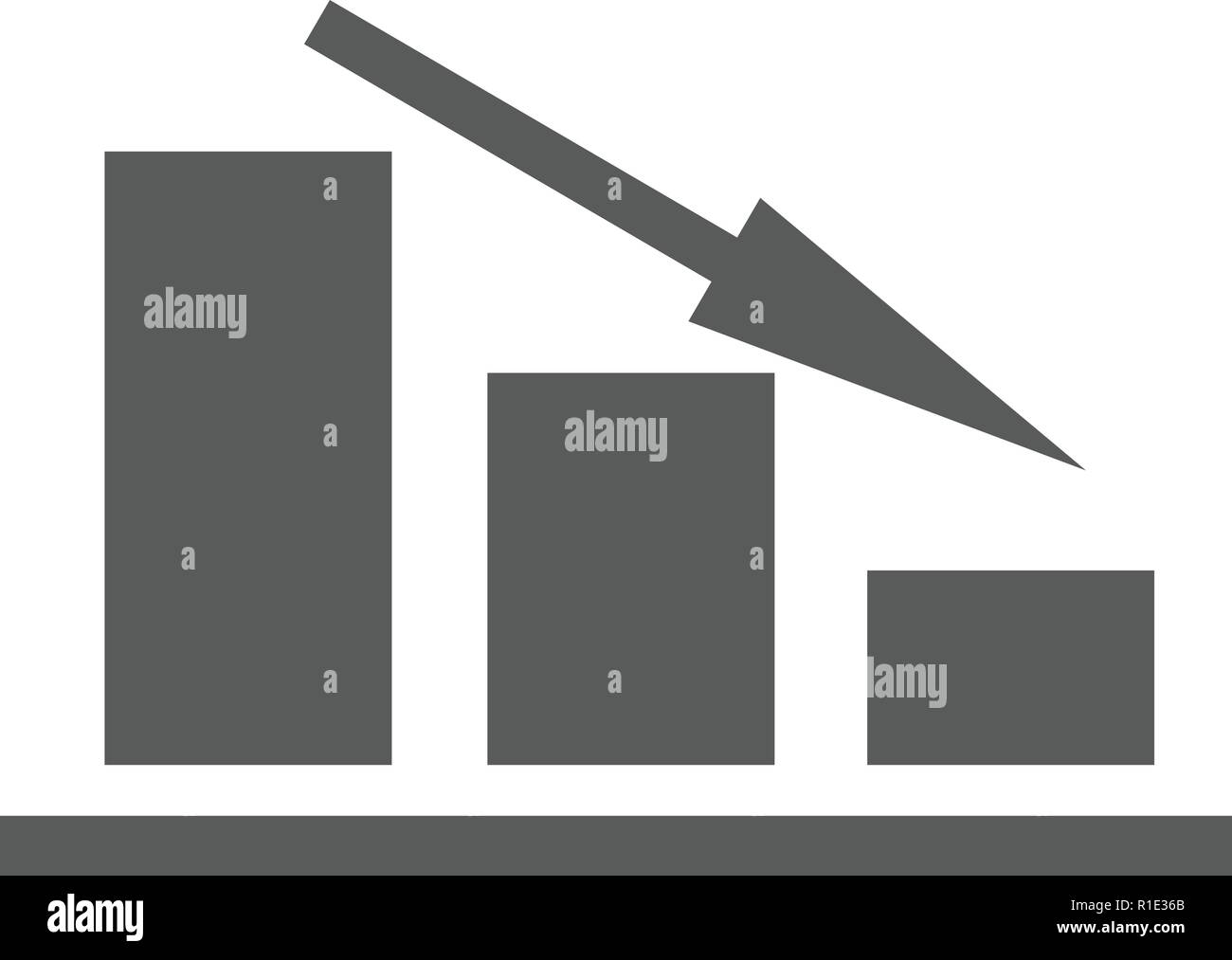 Down chart icon. Simple illustration of down chart or graph vector icon ...