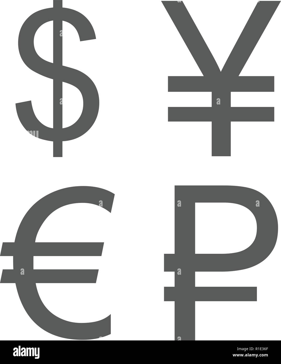 Currency signs set icon. Vector simple illustration of currency signs ...