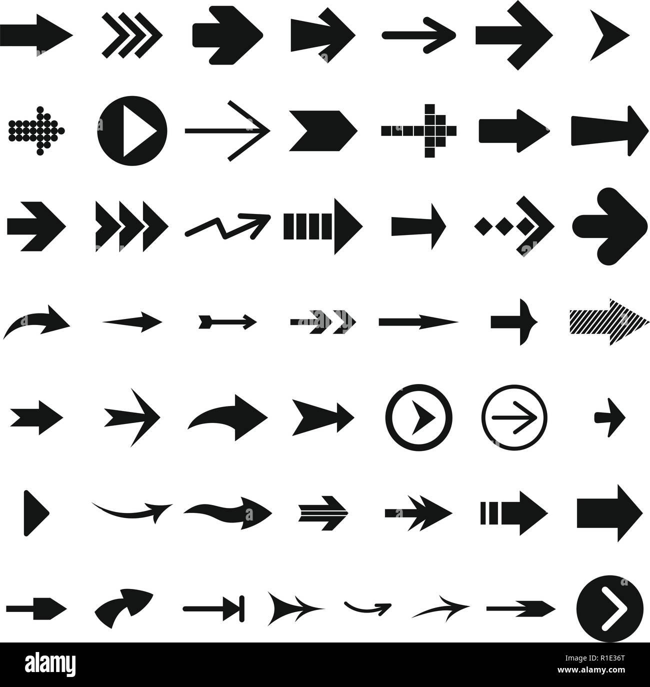 Different Arrow Icon Set Simple Illustration Of 50 Different Arrow