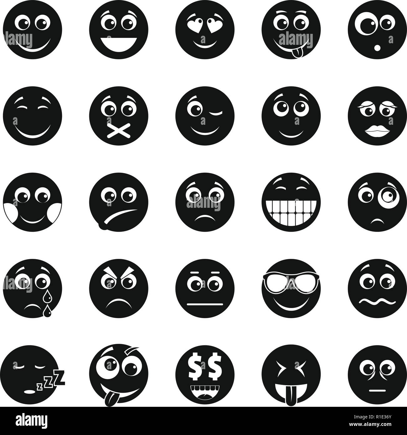 Smile icon set. Simple illustration of 50 smile vector icons for web ...