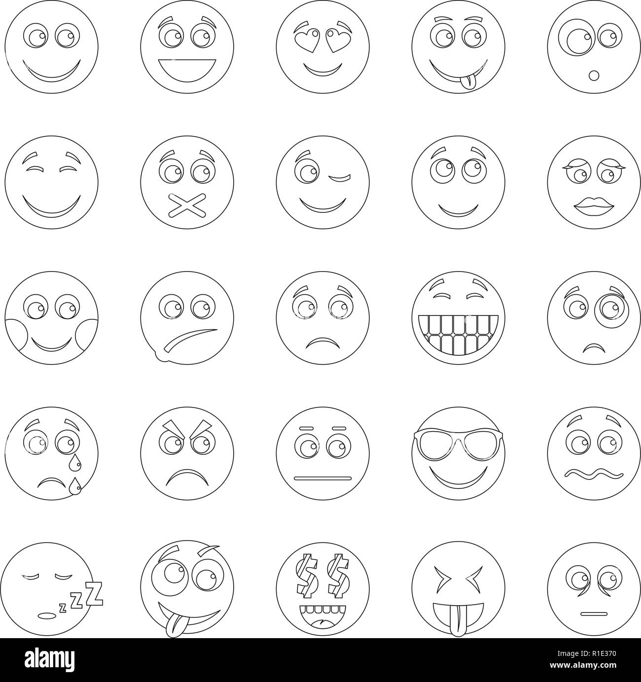 Smile icon set. Outline illustration of 50 smile vector icons for web Stock Vector Image & Art ...