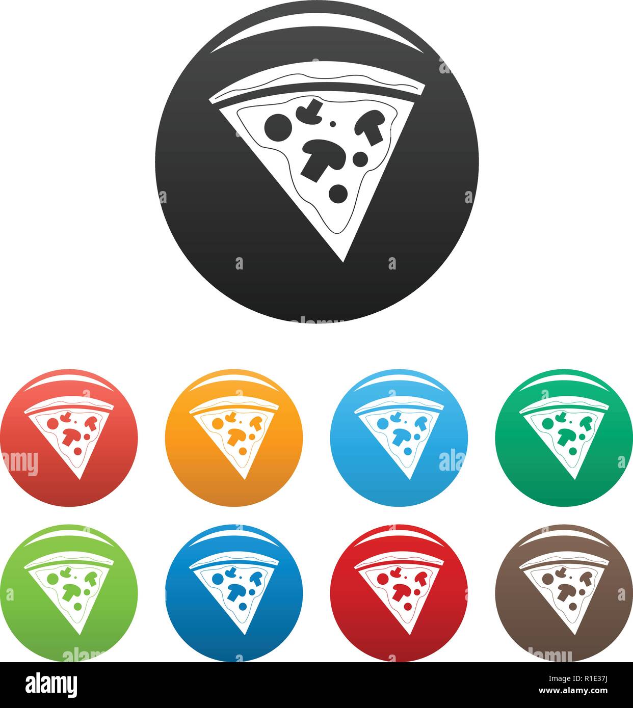 Pizza icons set. Vector simple set of pizza vector icons in different ...