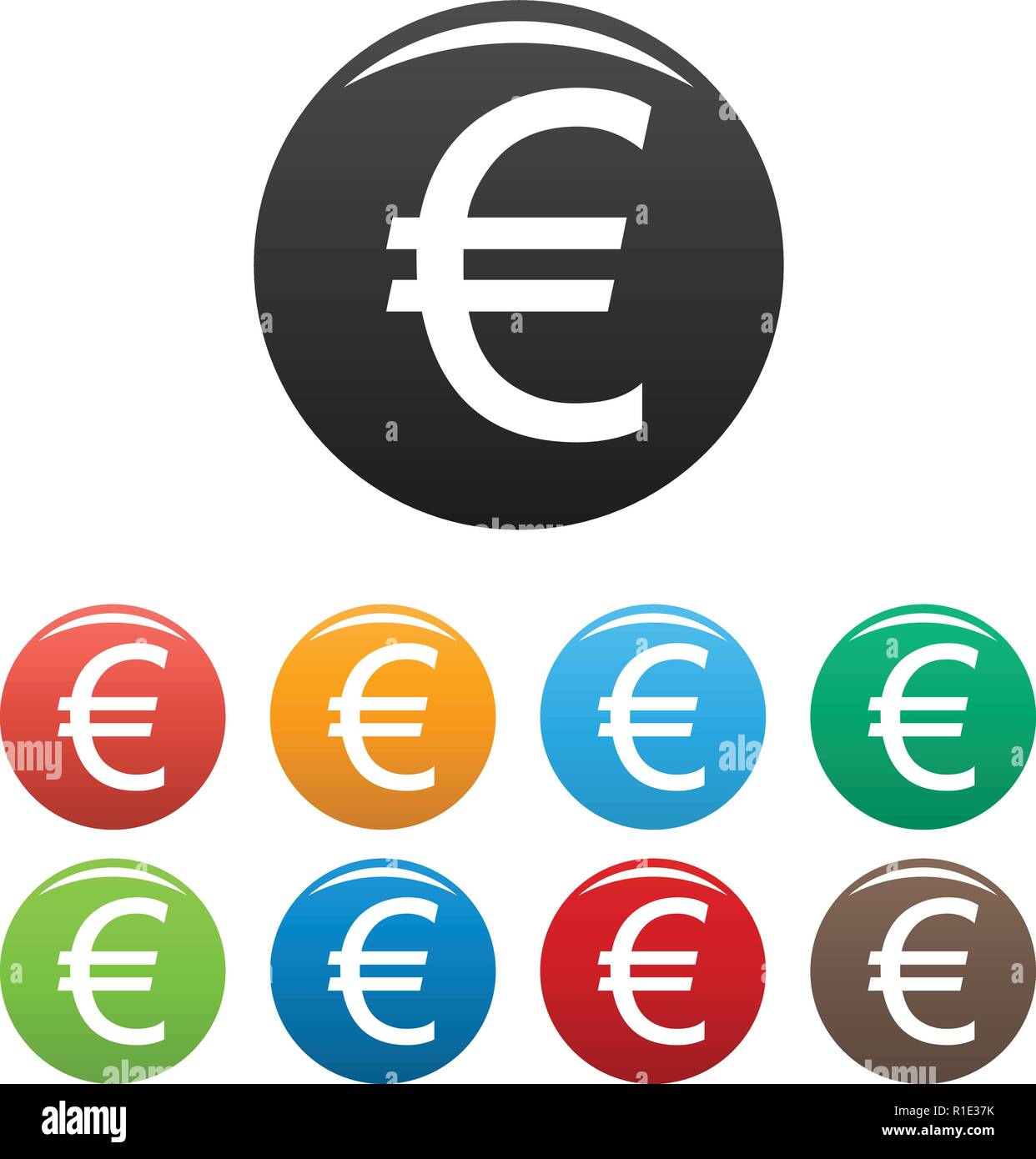 Euro symbol icons set. Vector simple set of Euro symbol vector icons in ...