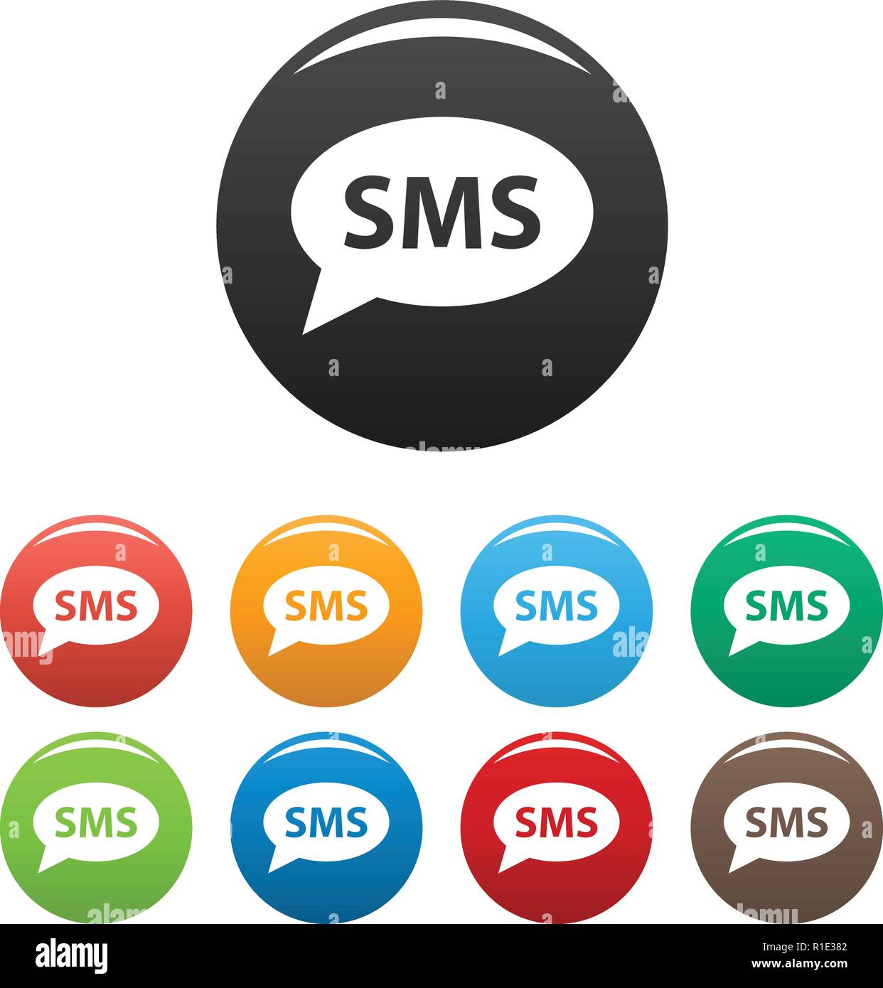 SMS icons set. Vector simple set of sms vector icons in different ...