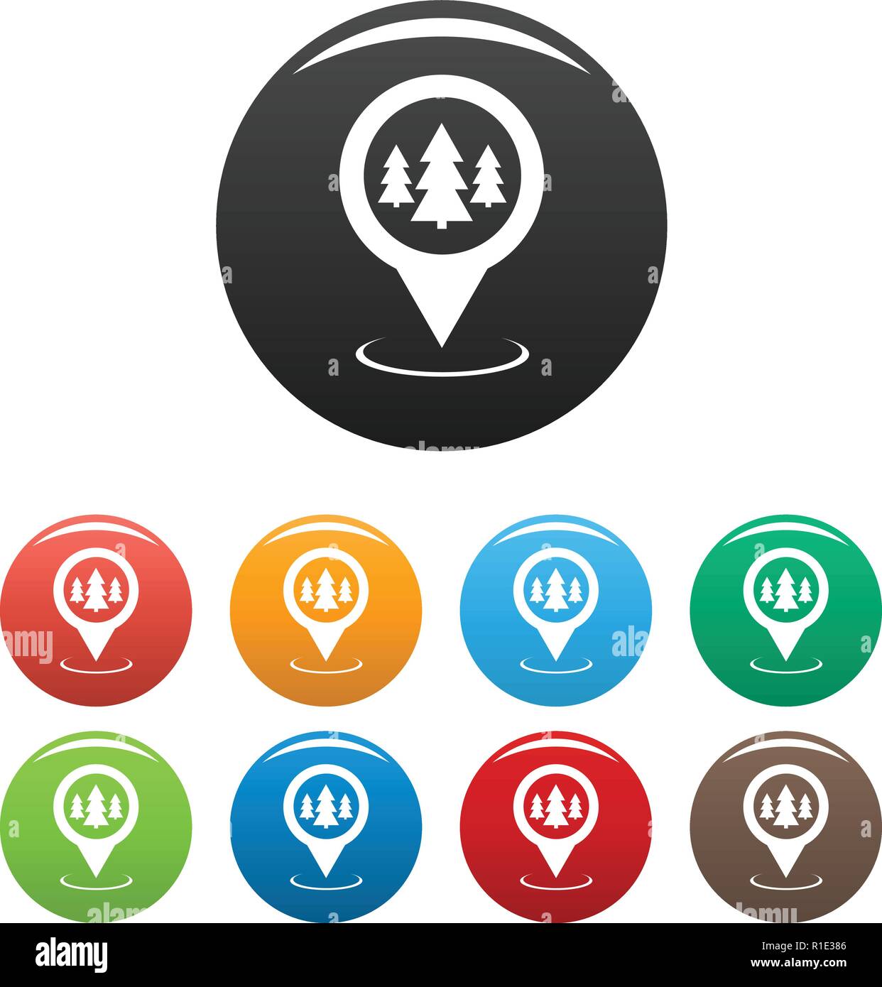 Forest map pointer icons set. Vector simple set of forest map pointer ...