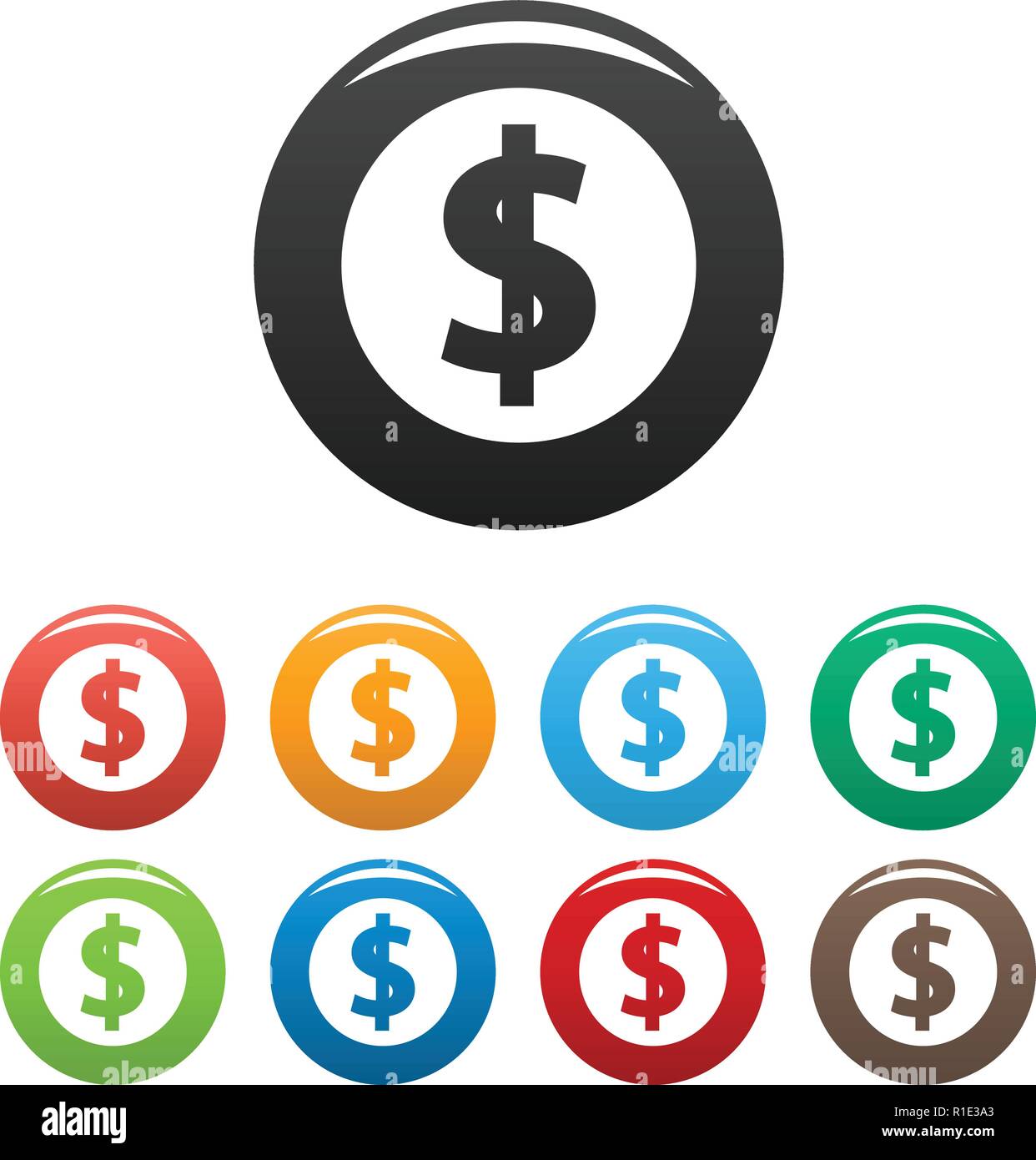 Dollar icons set. Vector simple set of dollar vector icons in different ...