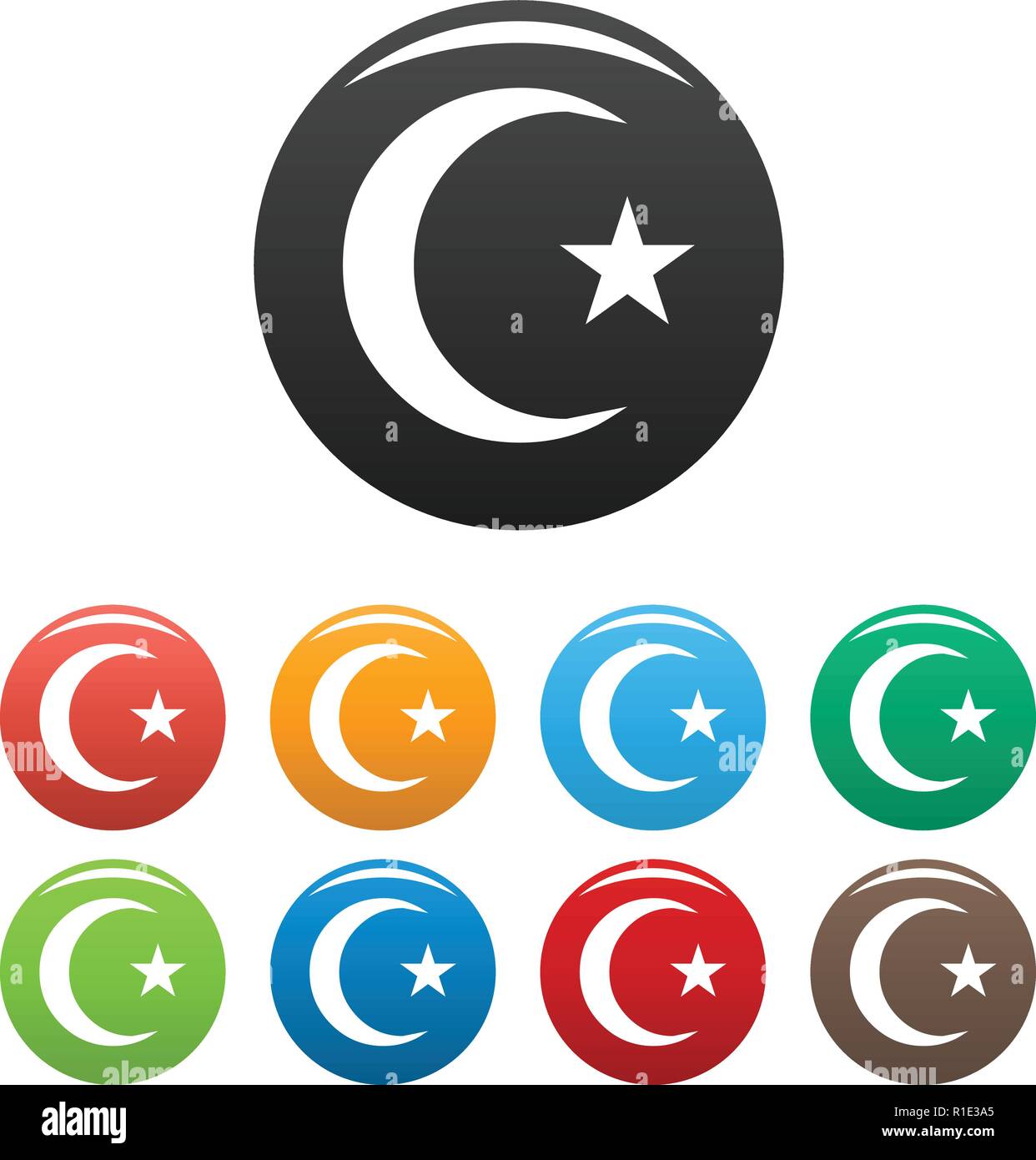 Islamic crescent moon icons set. Vector simple set of islamic crescent ...