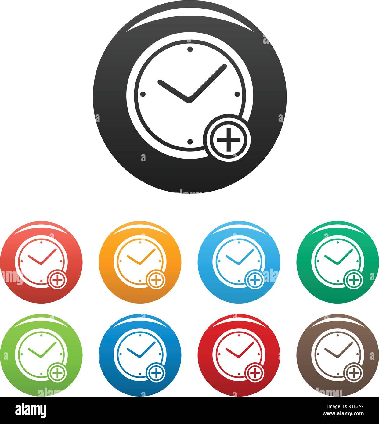 Time plus icons set. Vector simple illustration of time plus icons ...