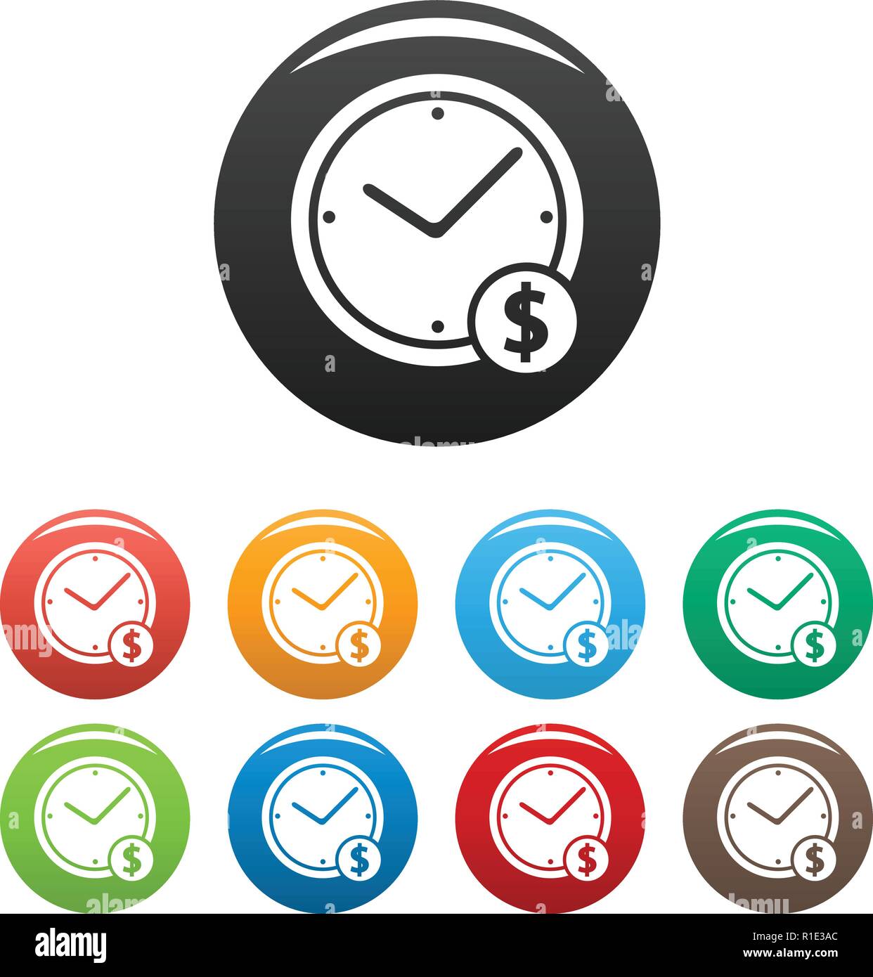 Clock money icons set. Simple illustration of clock money vector icons ...
