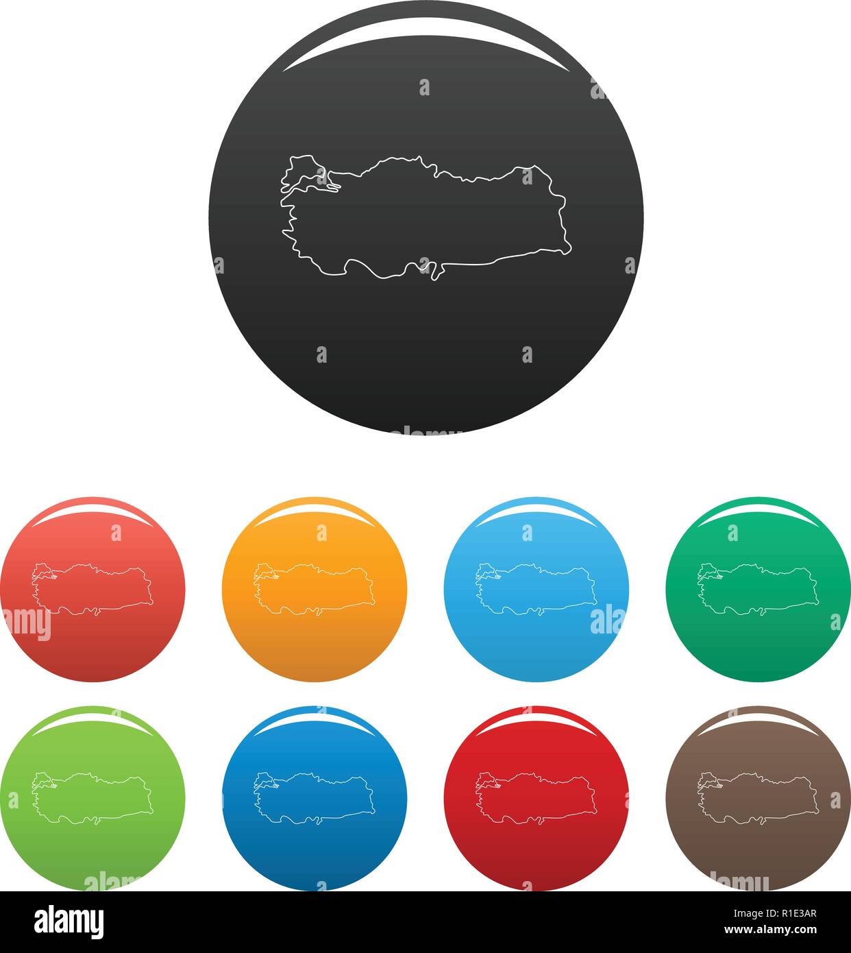Turkey map icons set. Vector thin line illustration of turkey map icons ...