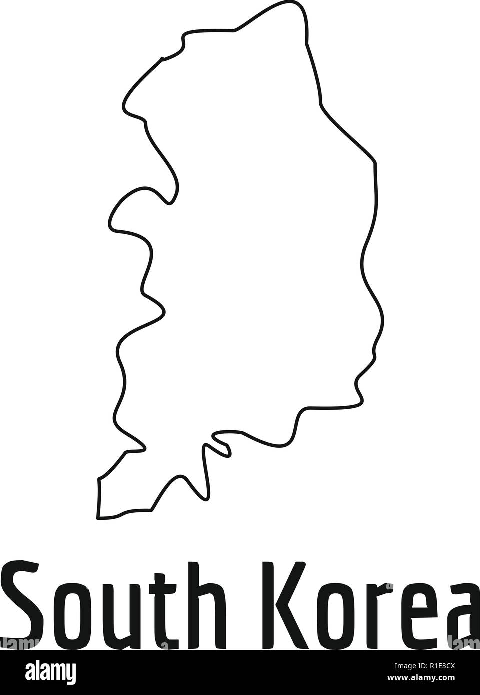 South Korea map thin line. Simple illustration of South Korea map ...