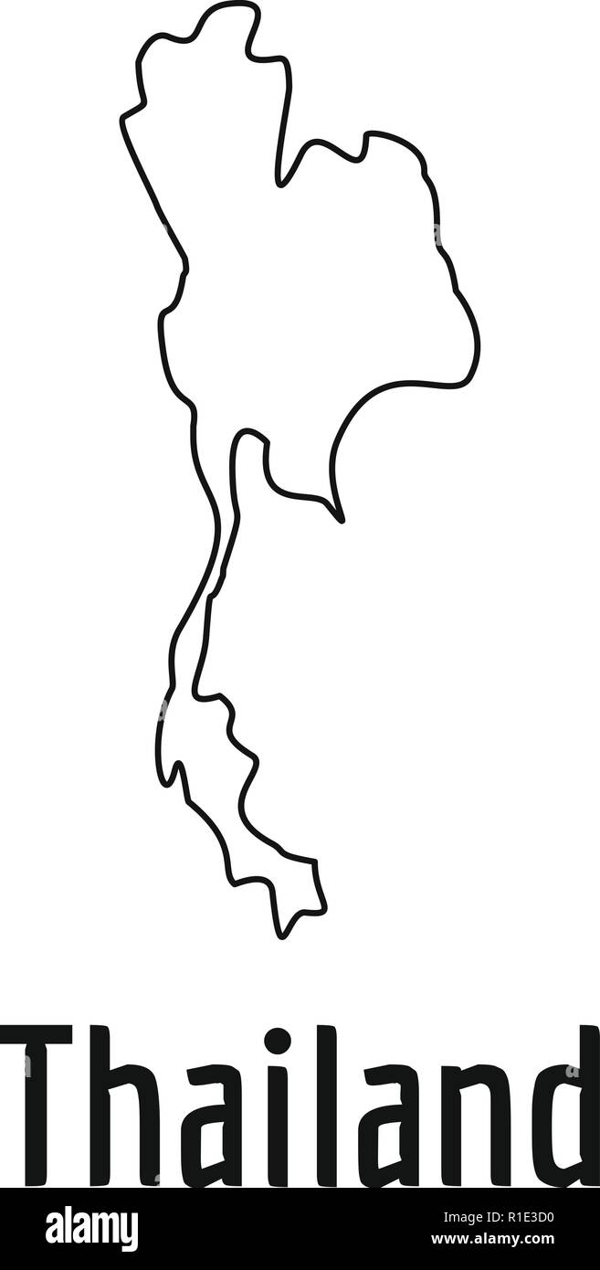 Thailand map thin line. Simple illustration of Thailand map vector ...