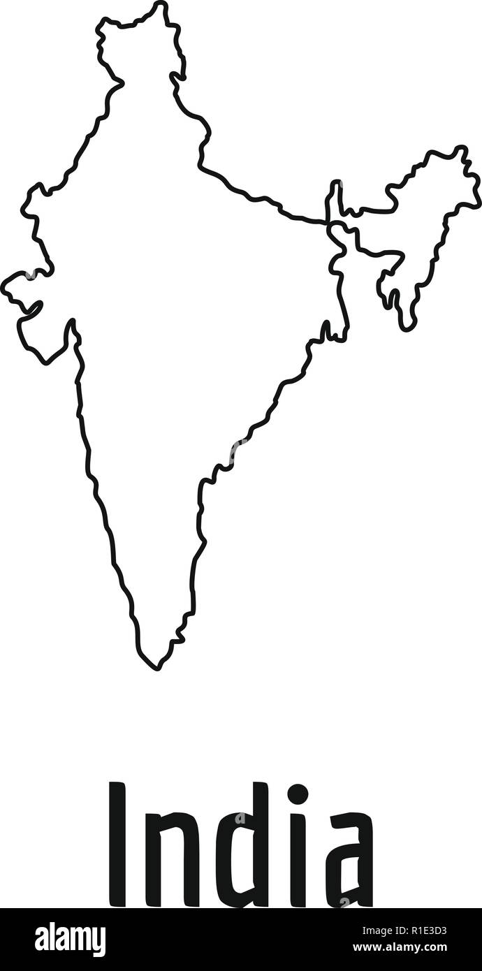 India map thin line. Simple illustration of India map vector isolated ...