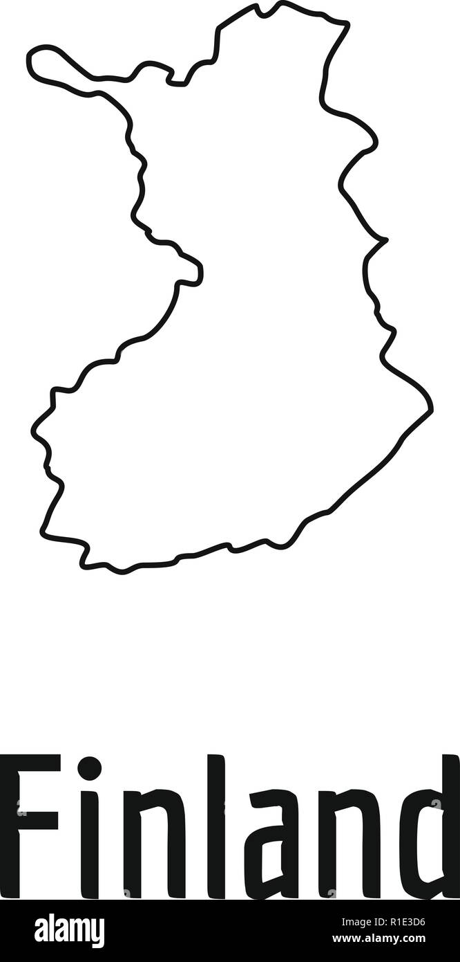 Finland map thin line. Simple illustration of Finland map vector ...