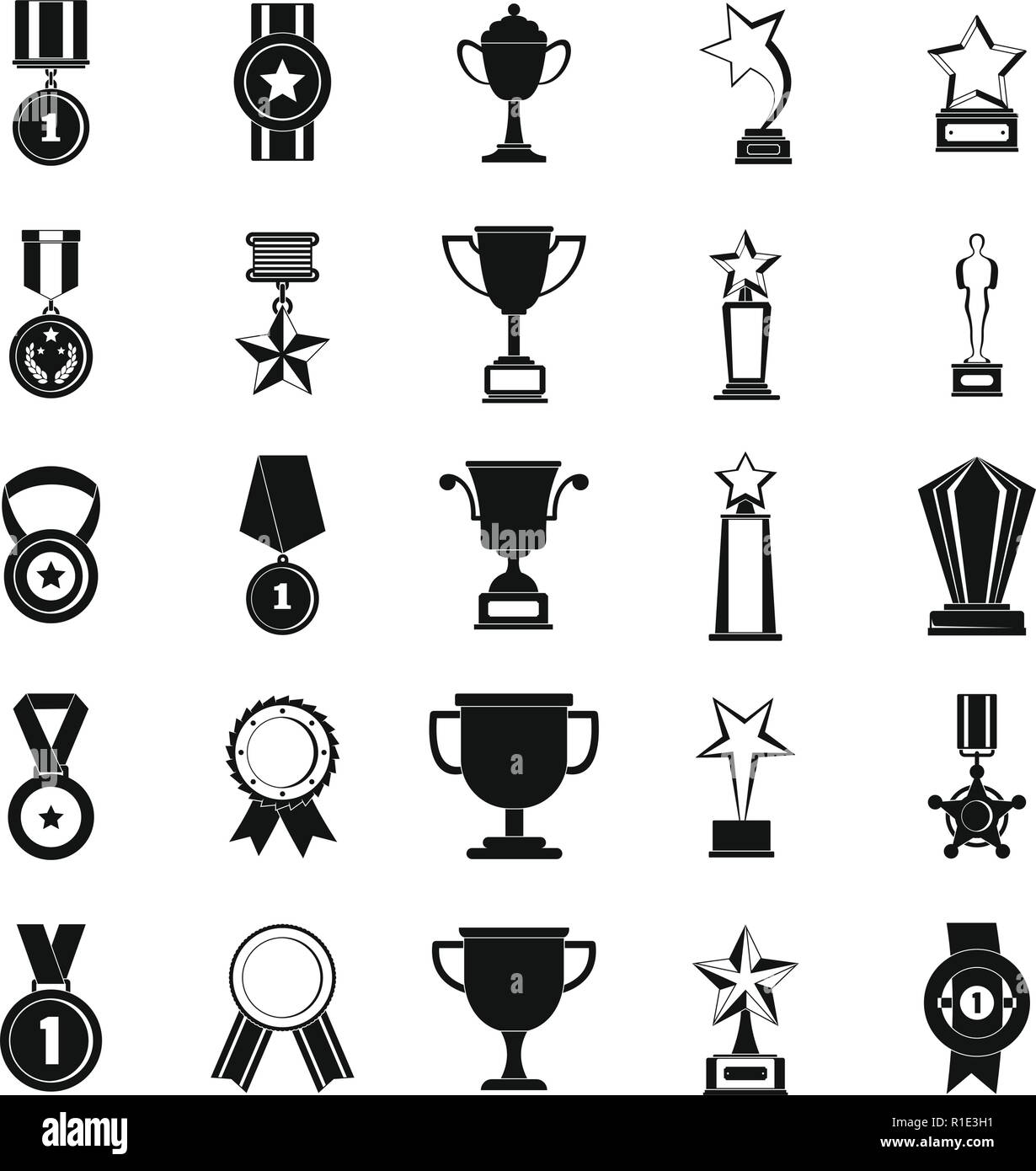 Medal award icon set. Simple illustration of 25 medal award vector ...