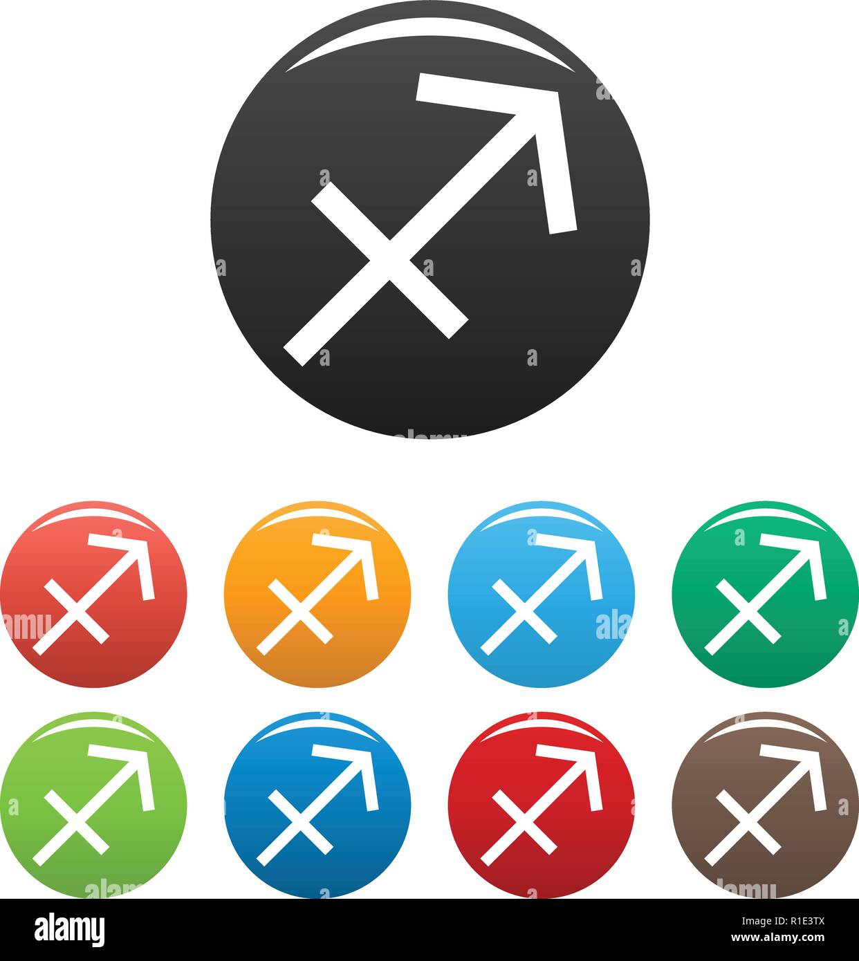 Sagittarius Zodiac Sign Icons Set Vector Simple Illustration Of