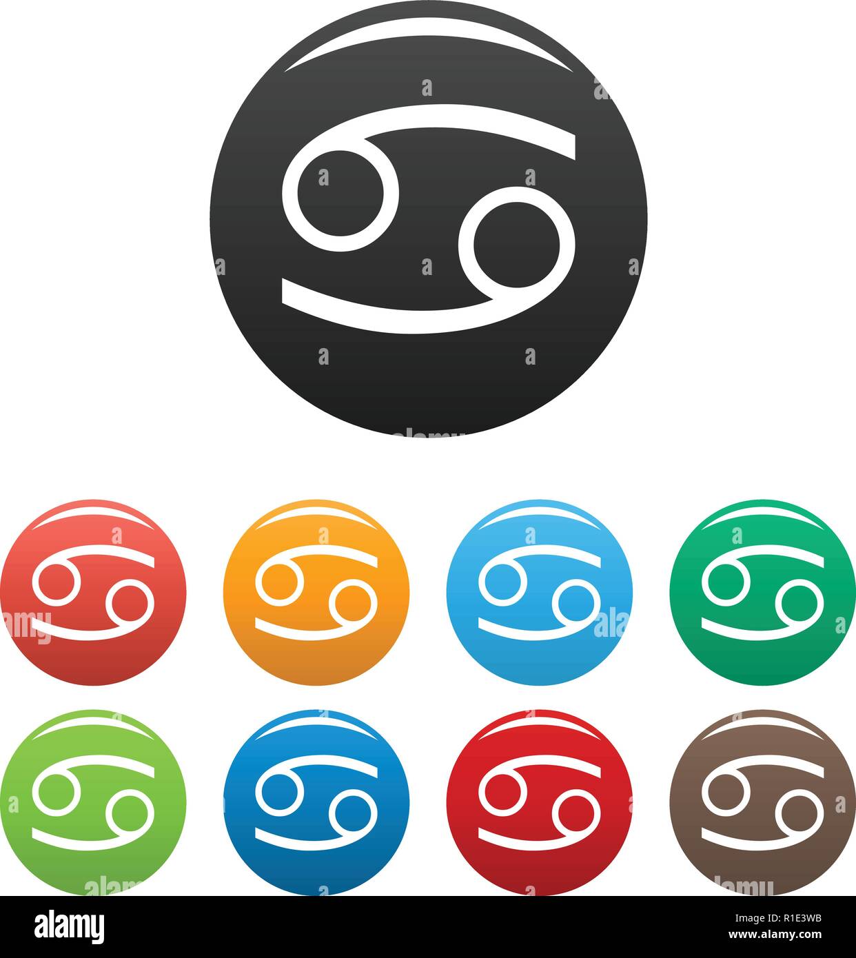 Cancer zodiac sign icons set. Vector simple illustration of Cancer ...