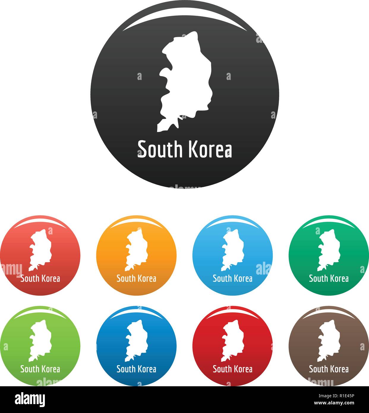 South Korea map in black set. Simple illustration of South Korea map ...