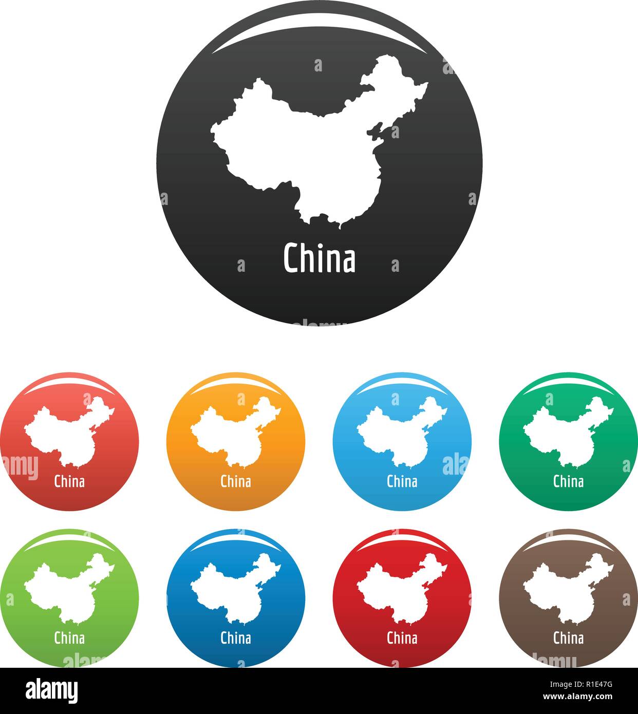 China map in black set. Simple illustration of China map vector ...