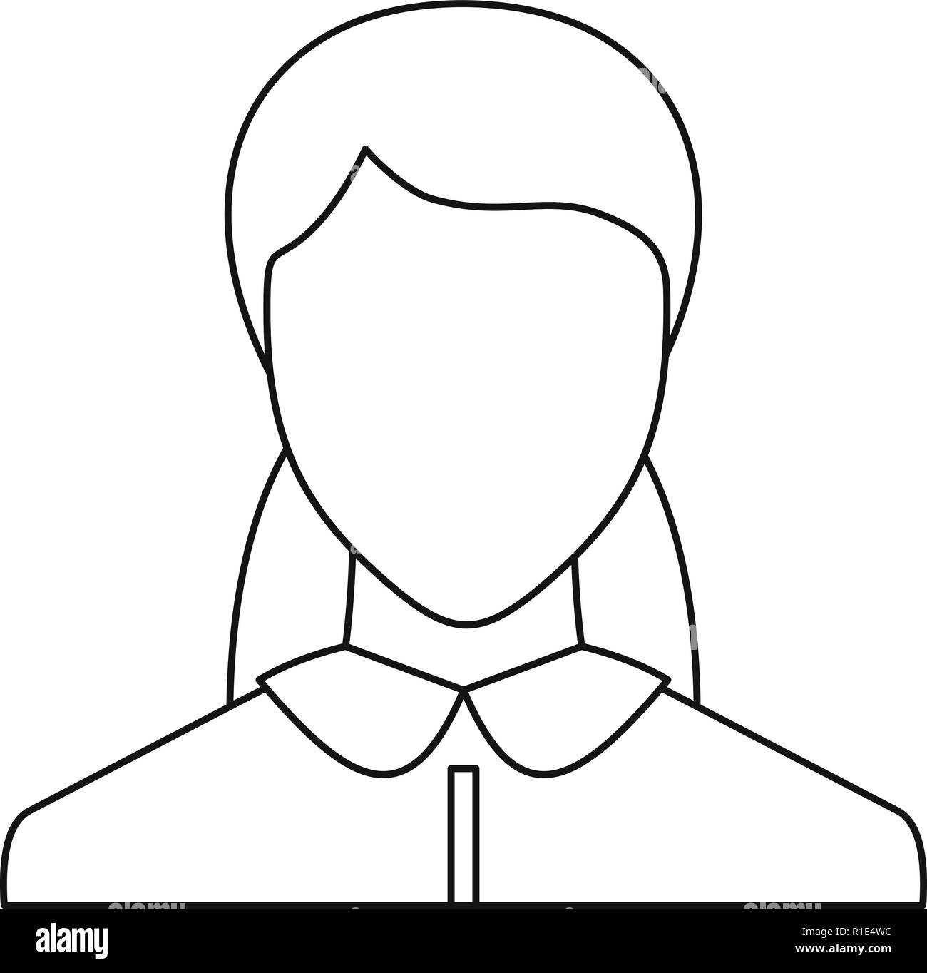 Woman user icon. Thin line illustration of woman user vector icon for ...