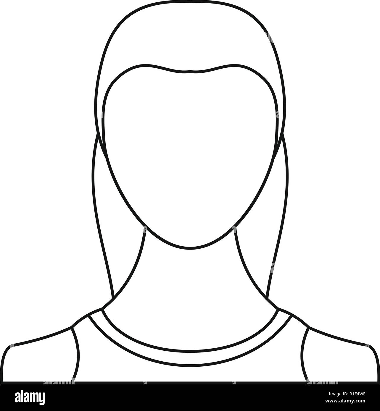 Girl user icon. Thin line illustration of girl user vector icon for any ...