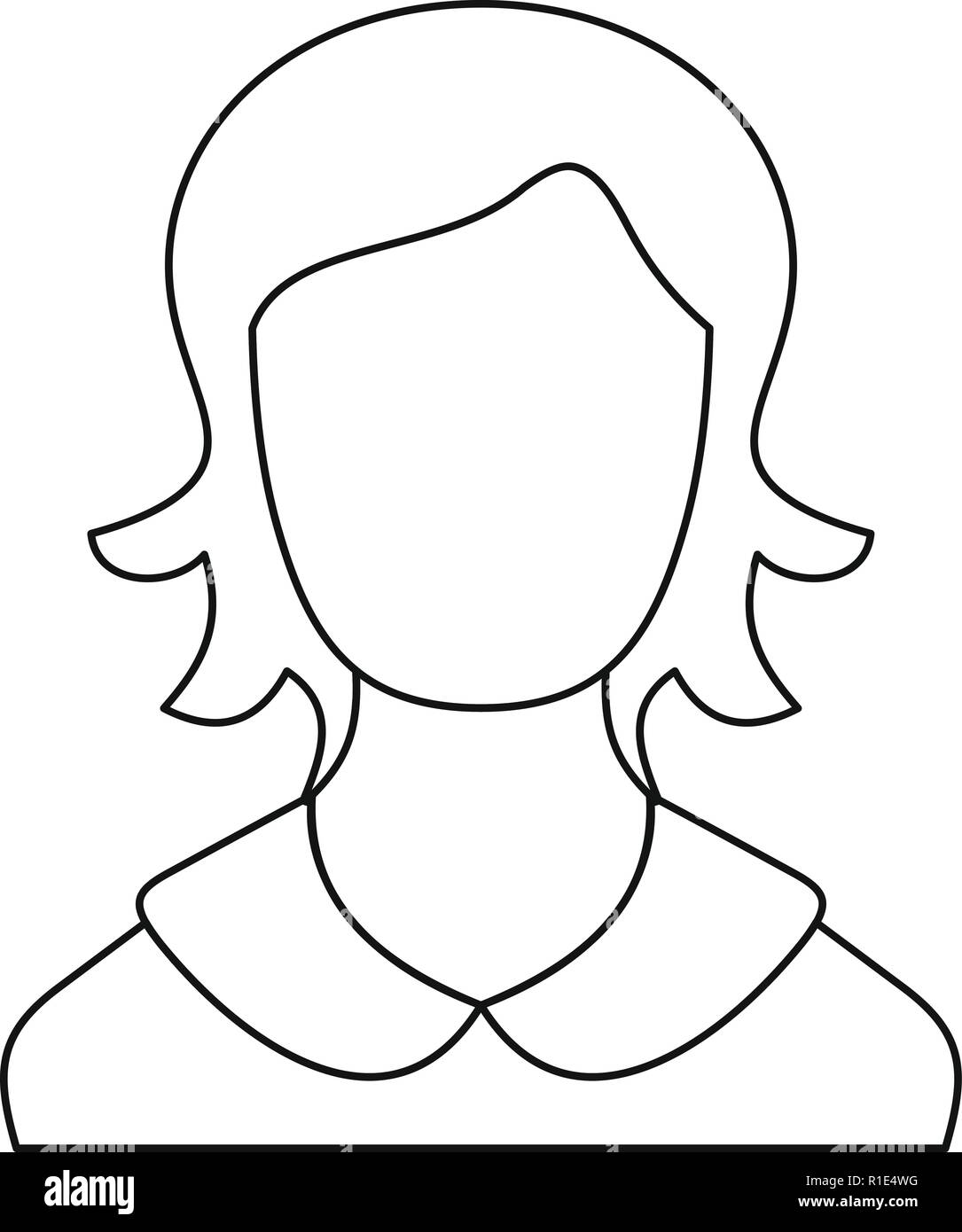 Female user icon. Thin line illustration of female user vector icon for ...