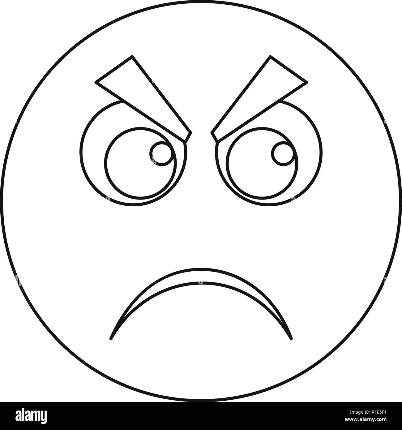 Angry smile icon. Vector thin line illustration of angry smile icon ...