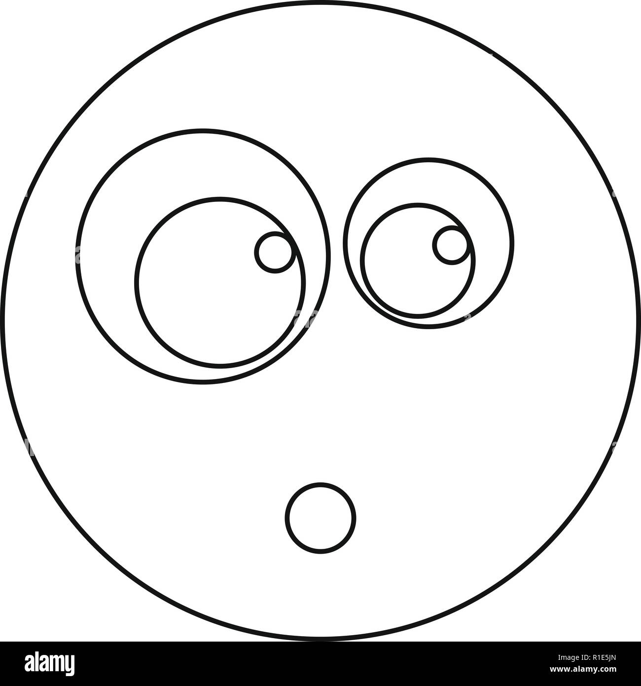 Surprised smile icon. Vector thin line illustration of surprised smile ...