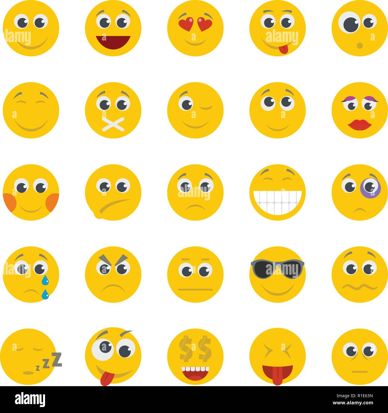 Smile icon set isolated. Flat illustration of 50 smile vector icons for ...