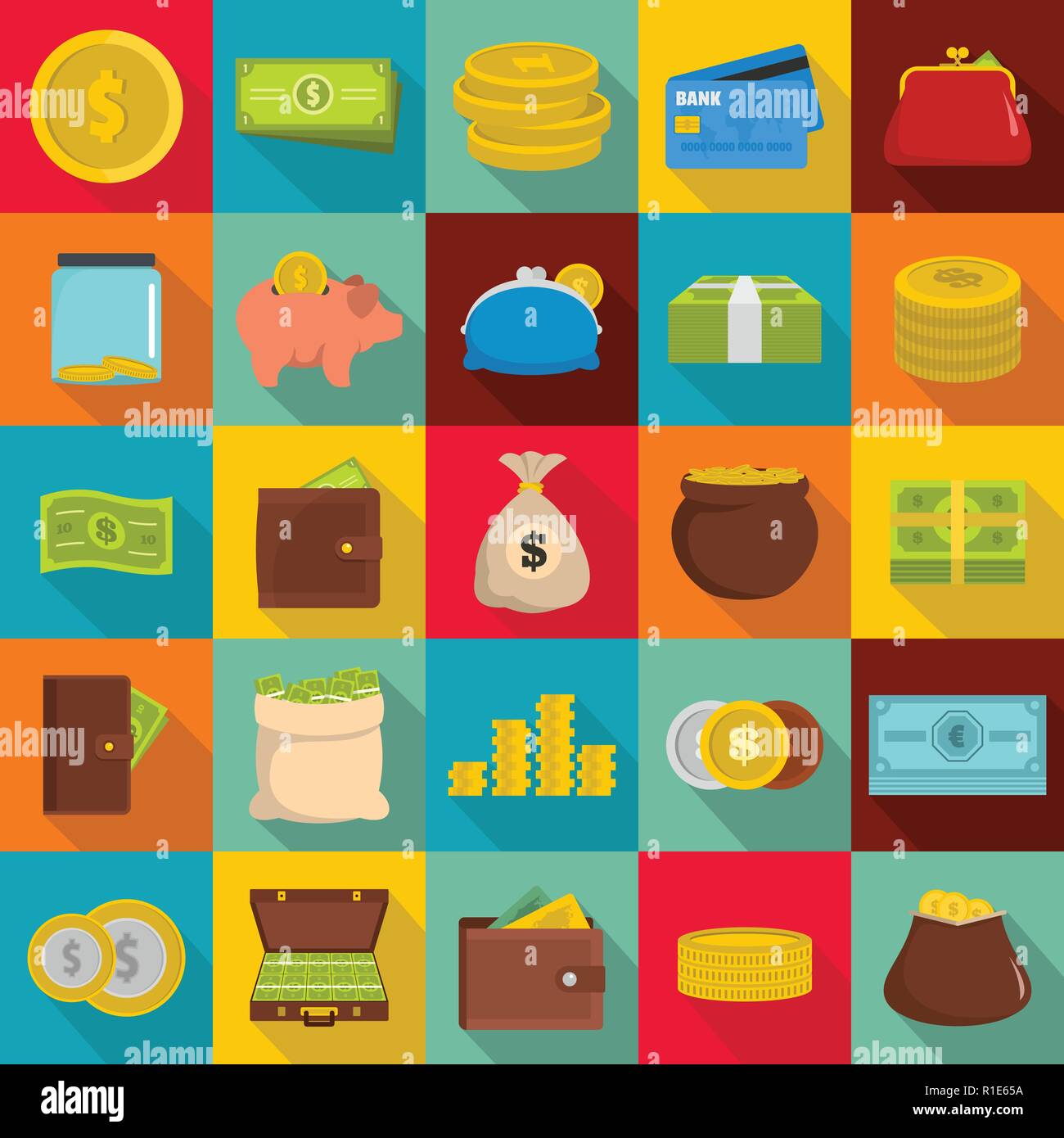 Money icons set. Flat illustration of 25 money vector icons for web ...