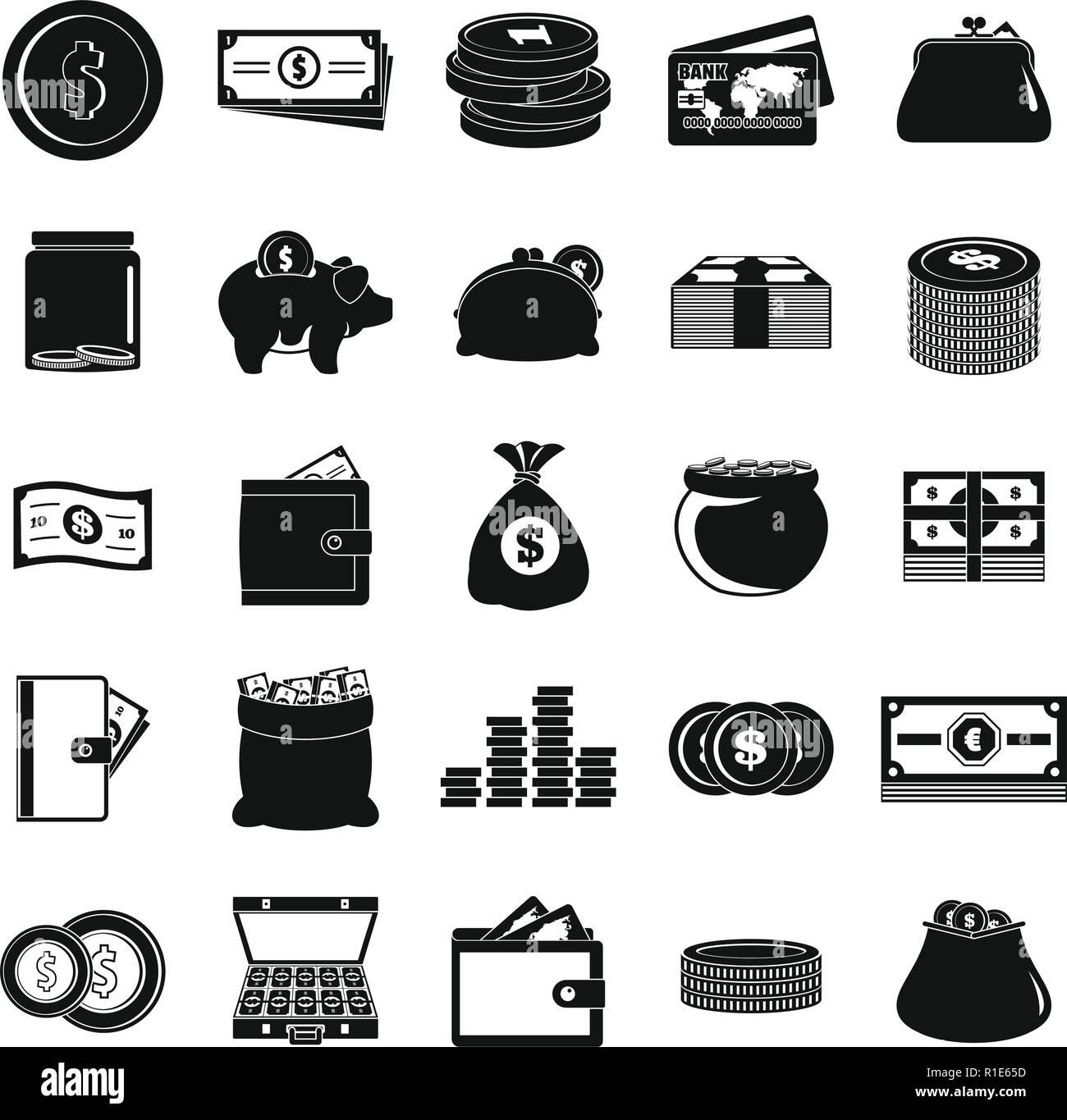 Money icons set. Simple illustration of 25 money vector icons for web ...