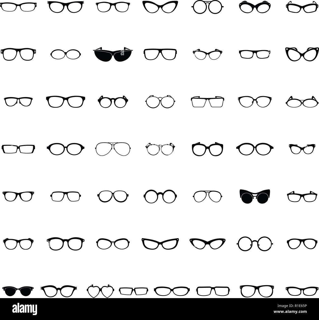 Glasses icons set. Simple illustration of 50 glasses forms vector icons ...