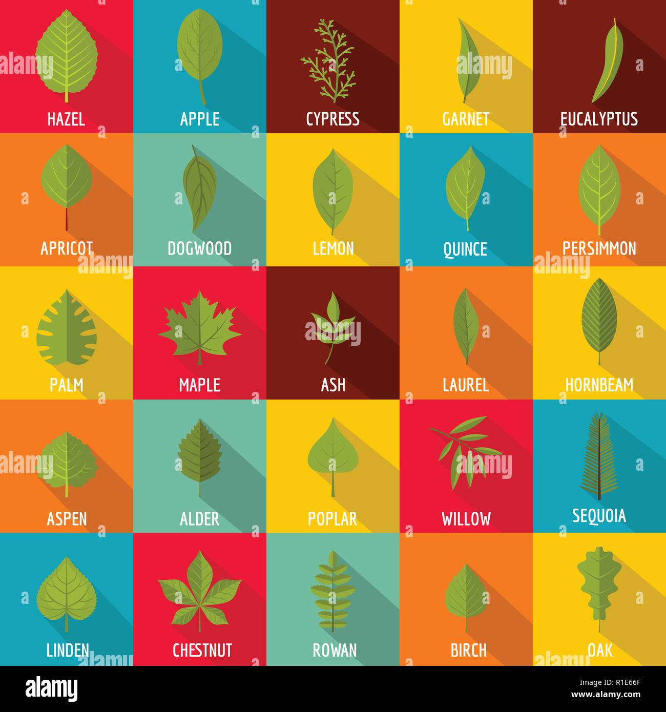 Leaf icons set. Flat illustration of 25 leaf vector icons for web Stock ...