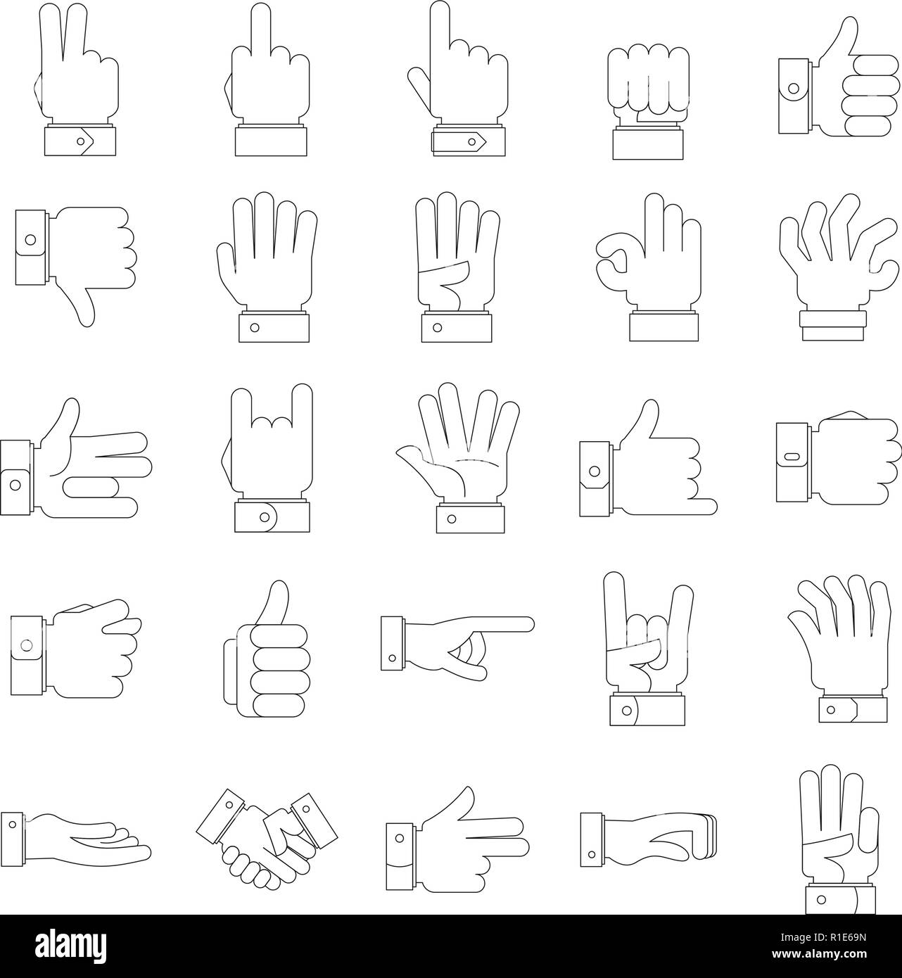 Gesture icons set. Outline illustration of 25 gesture vector icons for web Stock Vector Image ...