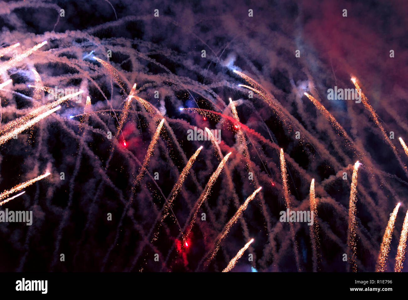 Colorful Fireworks show at night Stock Photo - Alamy