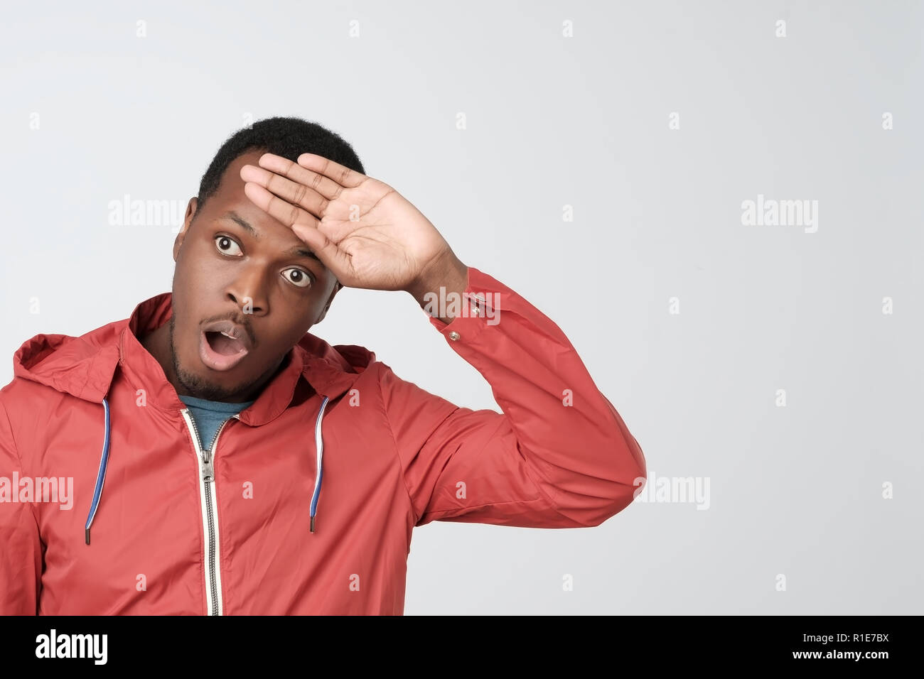 Phew, it was close concept. Upset and tired handsome african american ...