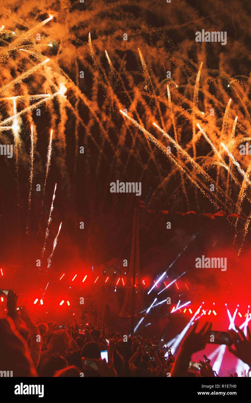 Colorful Fireworks show at night Stock Photo - Alamy