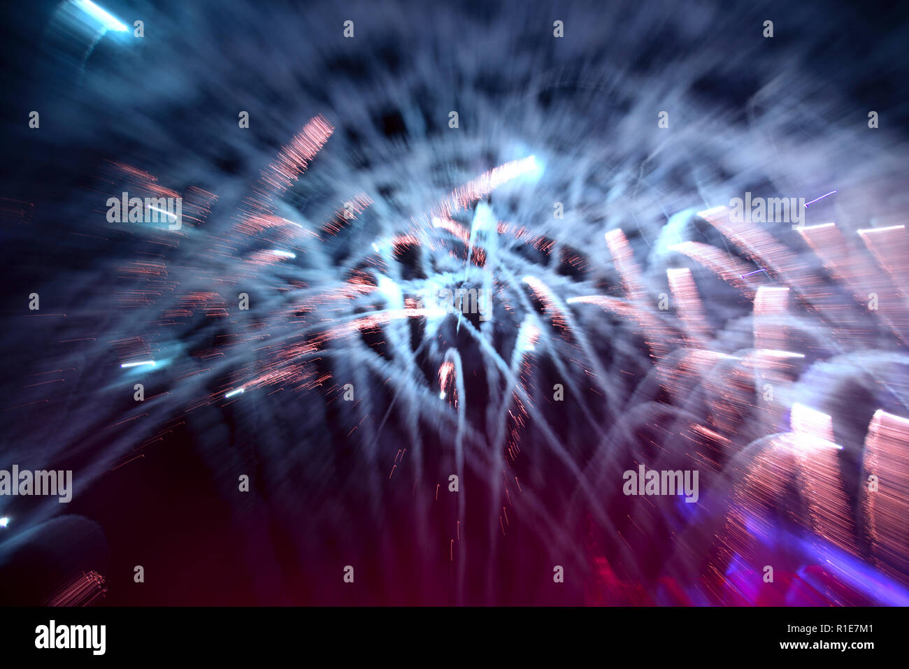 Colorful Fireworks show at night Stock Photo - Alamy