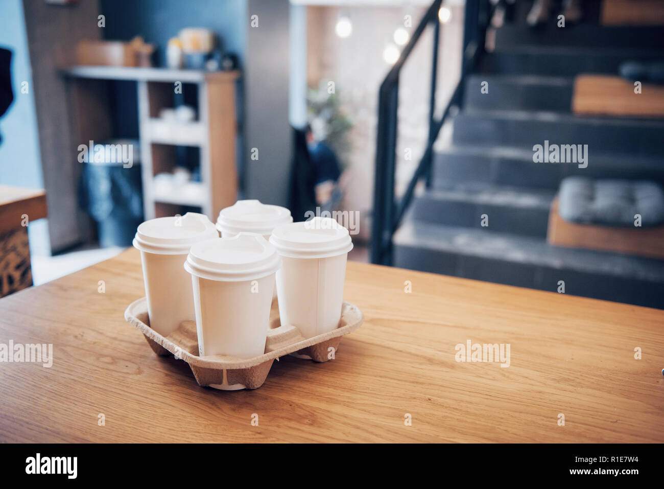 Take coffee to work for the entire office. High angle shot of a ...