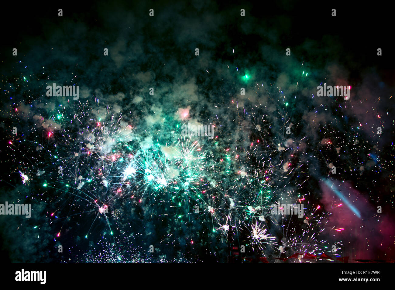 Colorful Fireworks show at night Stock Photo - Alamy