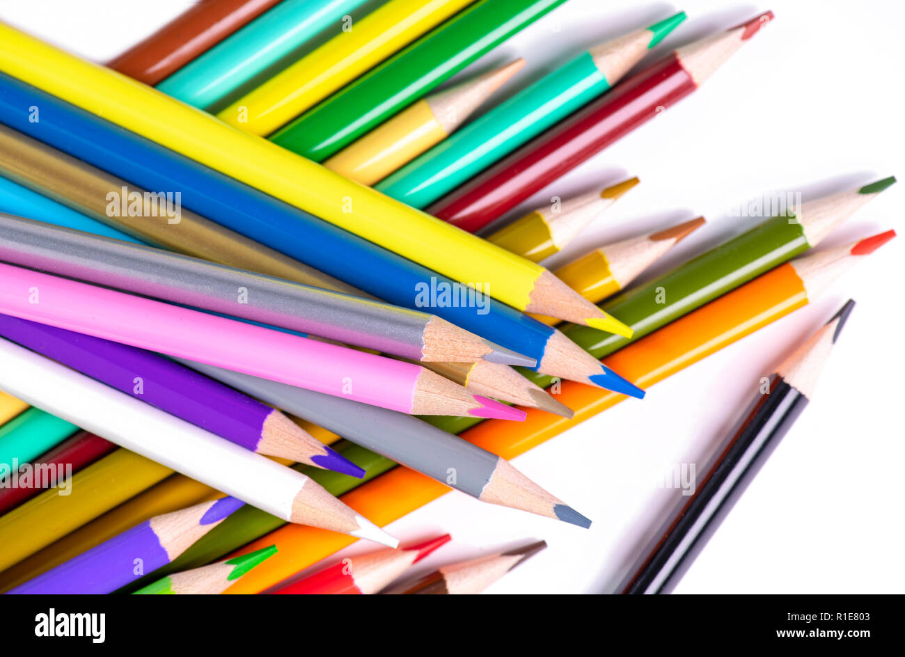 a group colored pencils selective focus shot for copy space and text ...