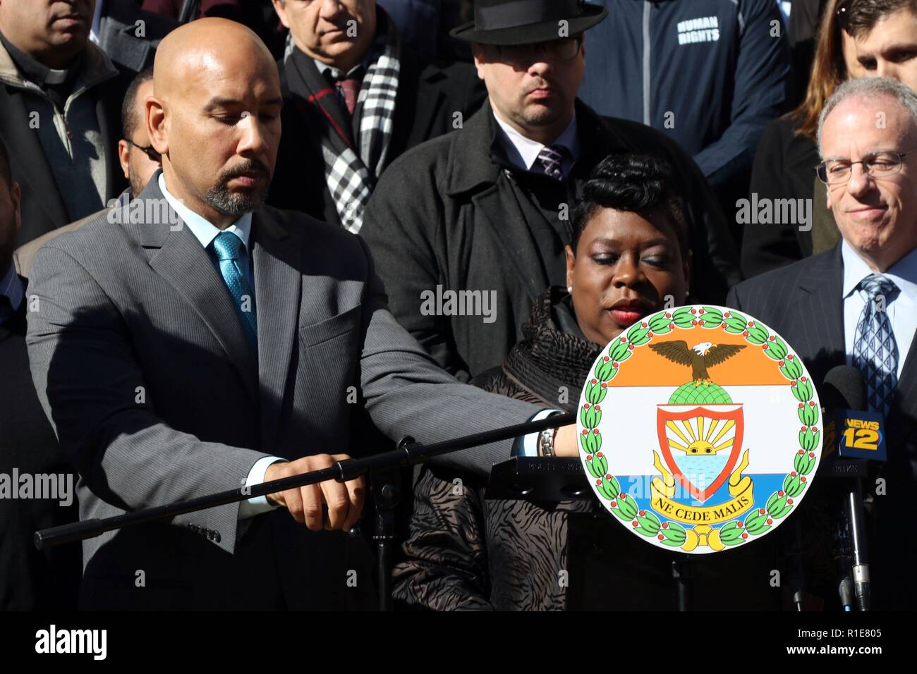 New York, NY, USA. 11 Nov., 2018. RUBEN DIAZ Jr., (L) is the Borough ...