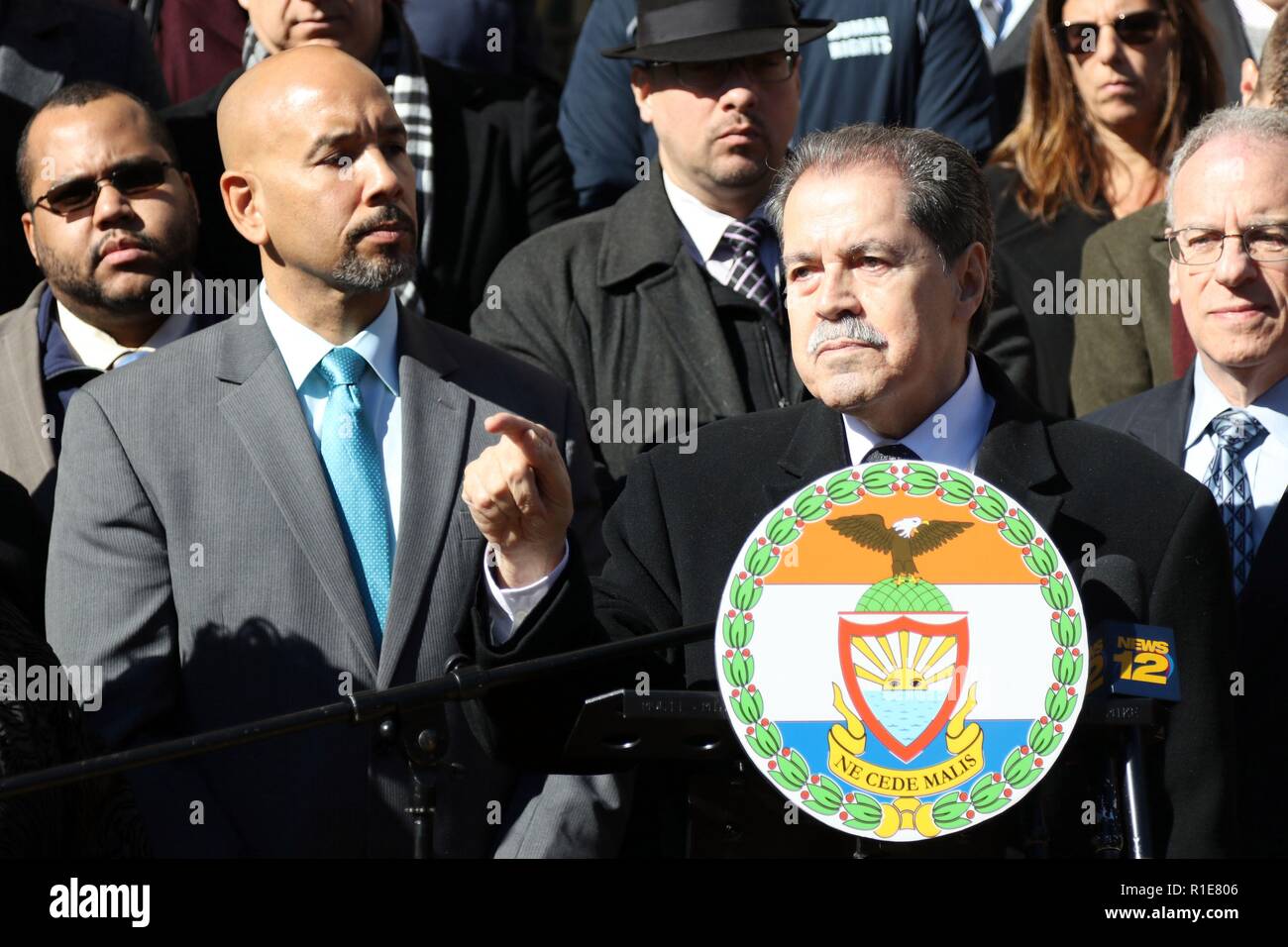 New York, NY, USA. 11 Nov., 2018. RUBEN DIAZ Jr., (L) is the Borough ...