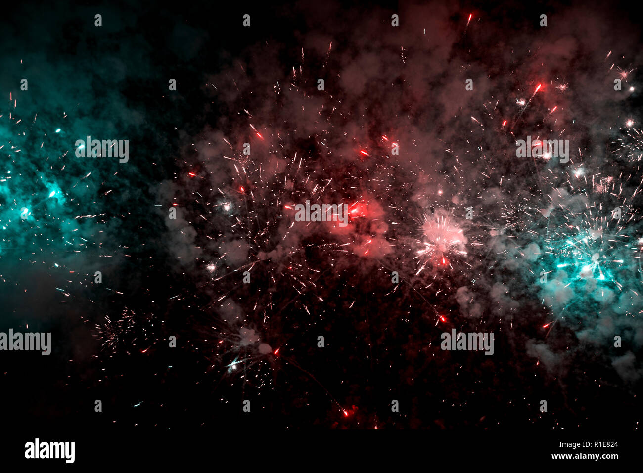 Colorful Fireworks show at night Stock Photo - Alamy