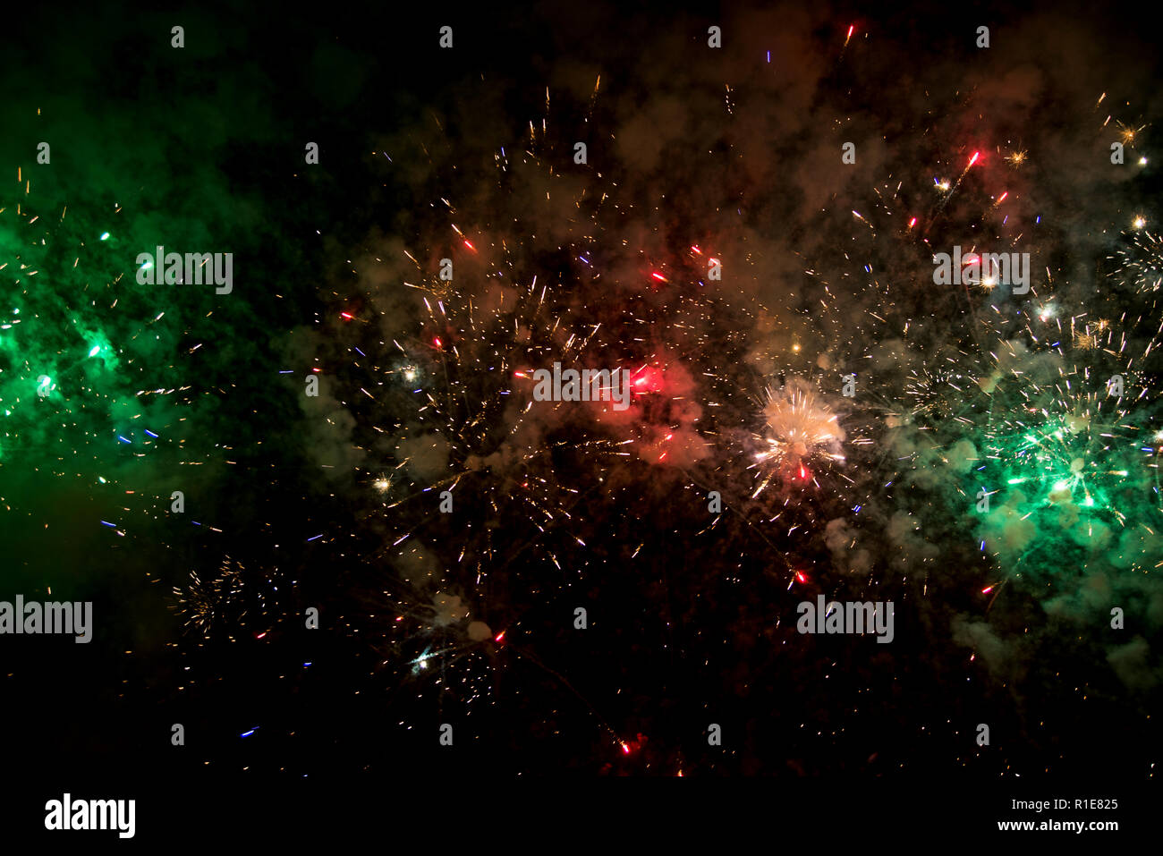 Colorful Fireworks show at night Stock Photo - Alamy