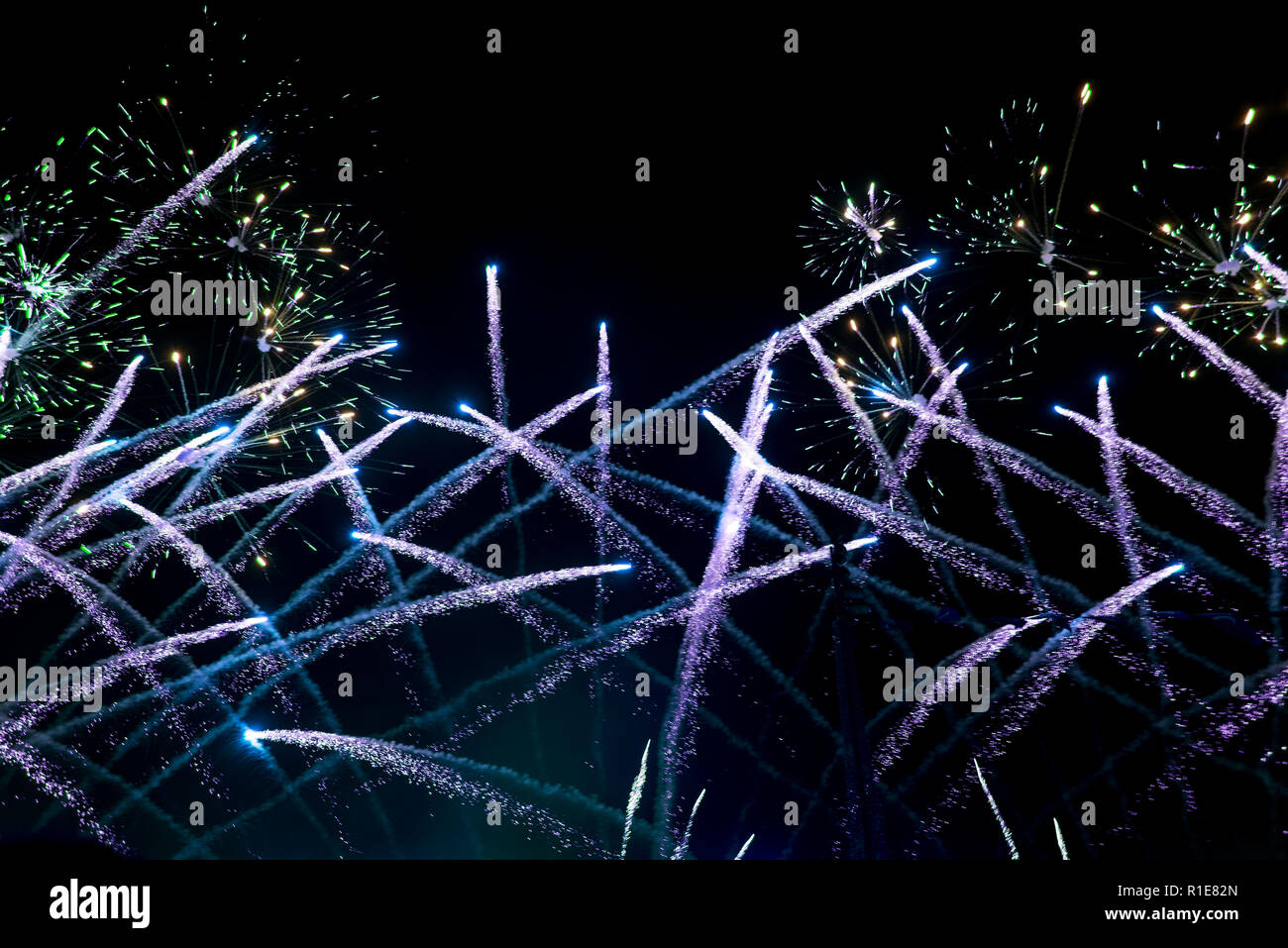 Colorful Fireworks show at night Stock Photo - Alamy