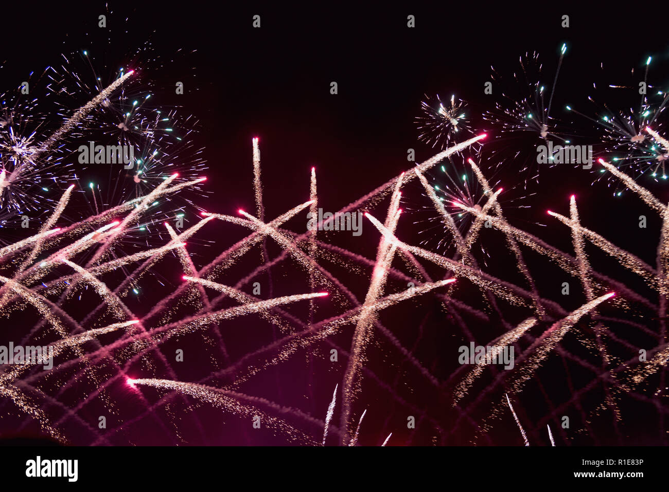 Colorful Fireworks show at night Stock Photo - Alamy