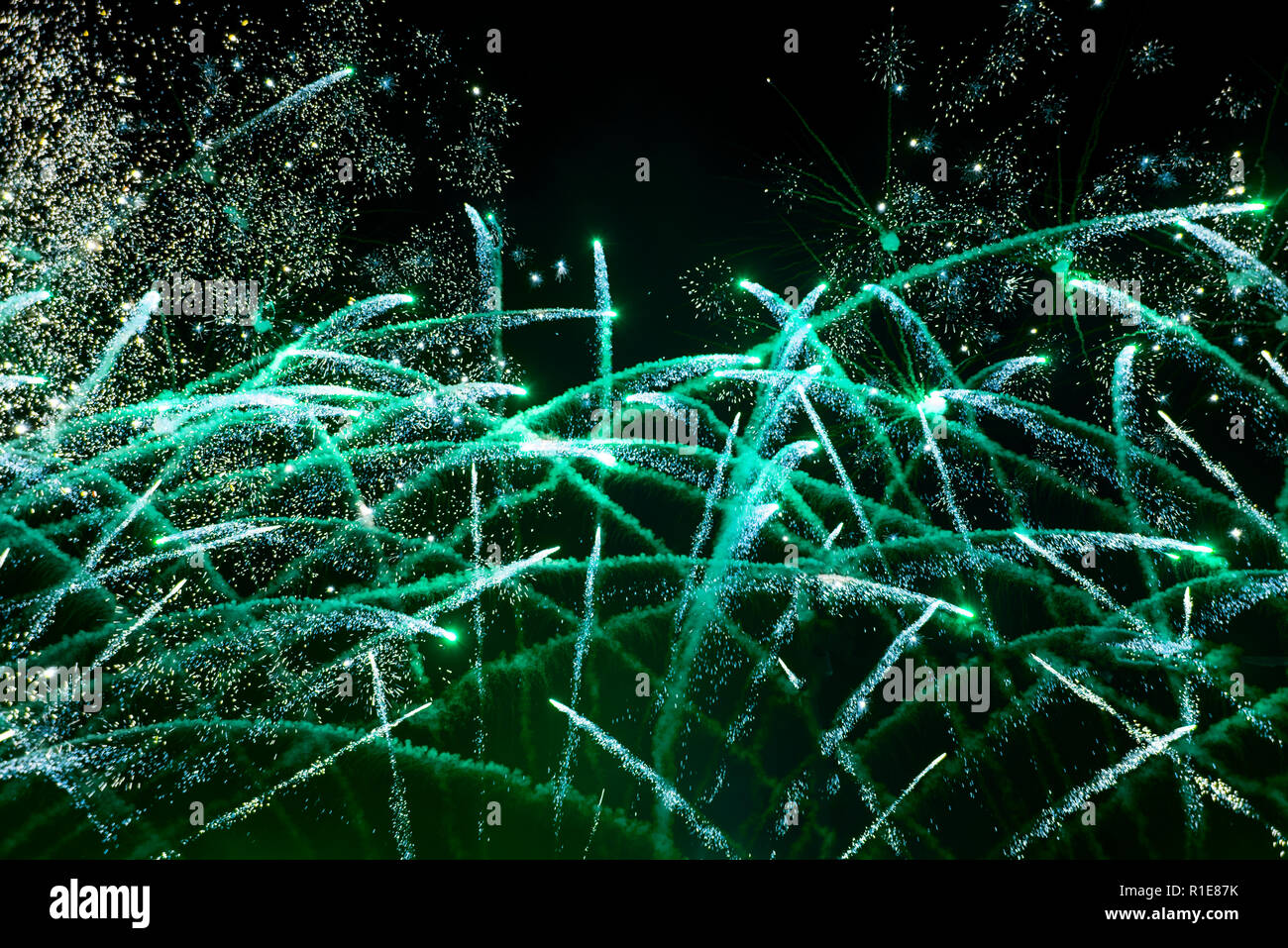 Colorful Fireworks show at night Stock Photo - Alamy