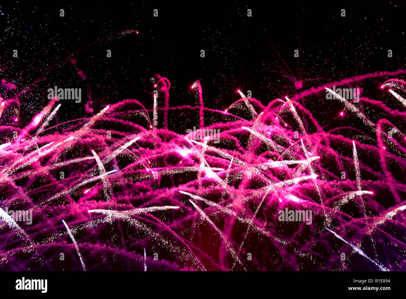 Colorful Fireworks show at night Stock Photo - Alamy