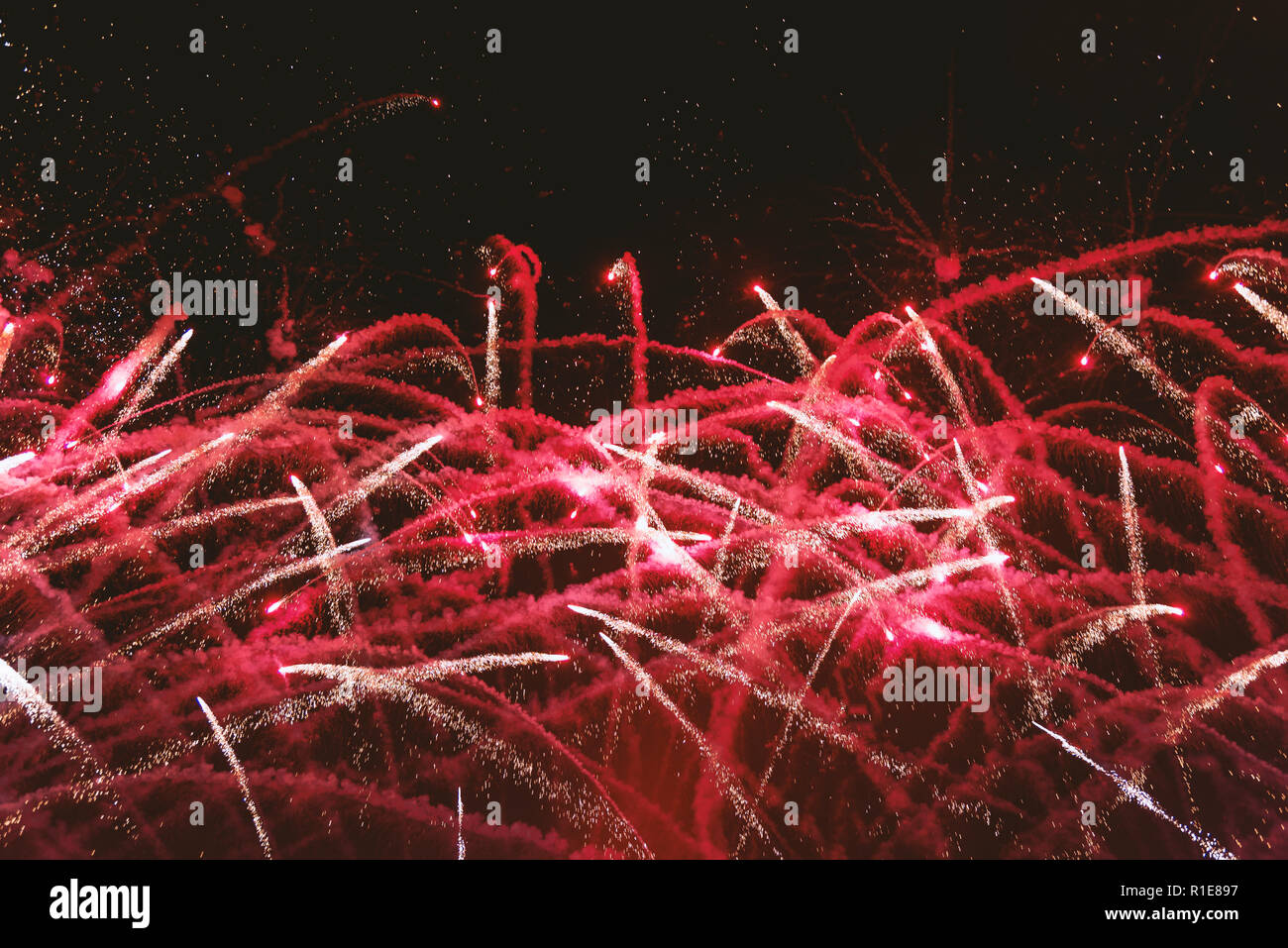 Colorful Fireworks show at night Stock Photo - Alamy